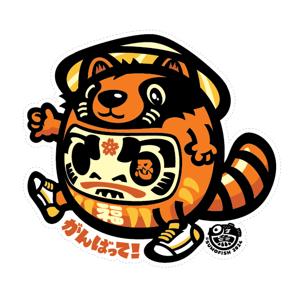Ganbatte Tanuki decal